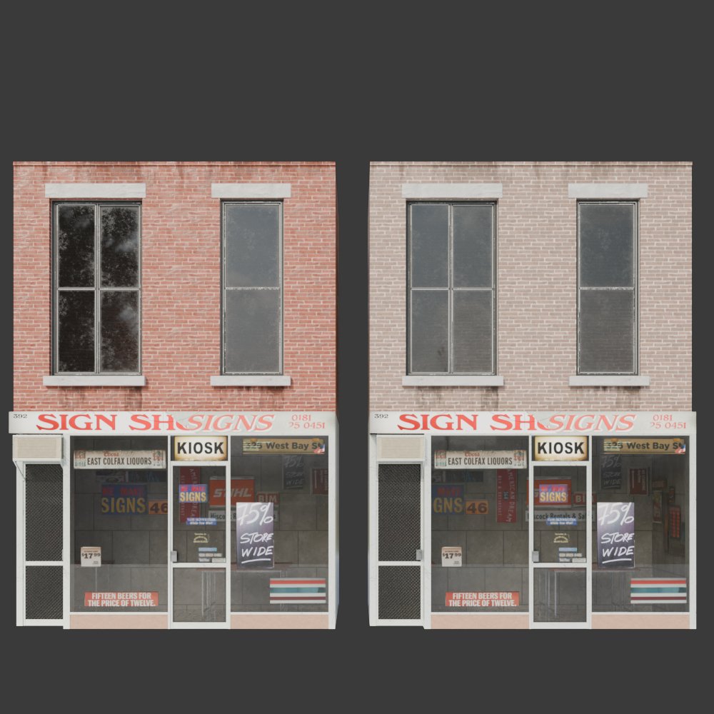 BlenderKit | Download the Sign shop buidling model