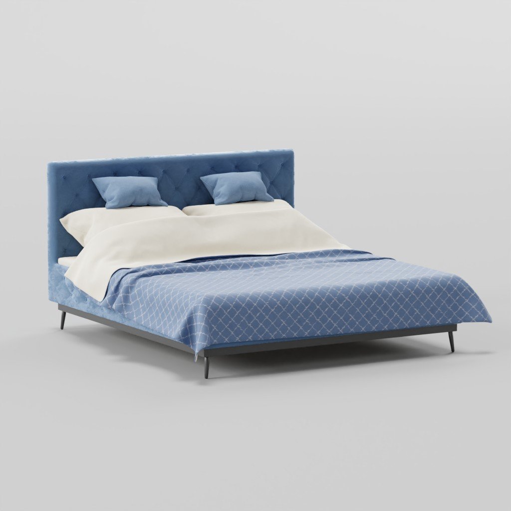 Milano bed with pillows and blanket | Beds models | BlenderKit