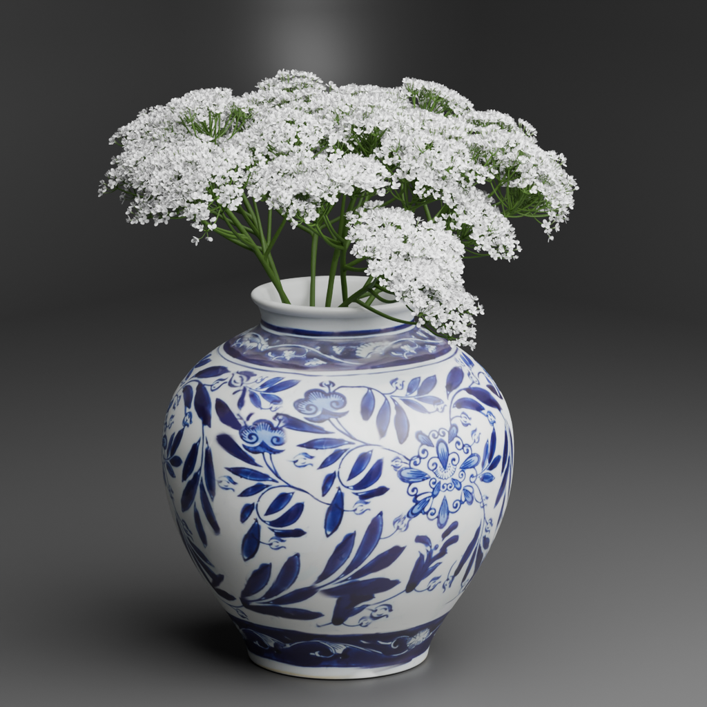 Ceramic Vase with White Flowers | Vases models | BlenderKit