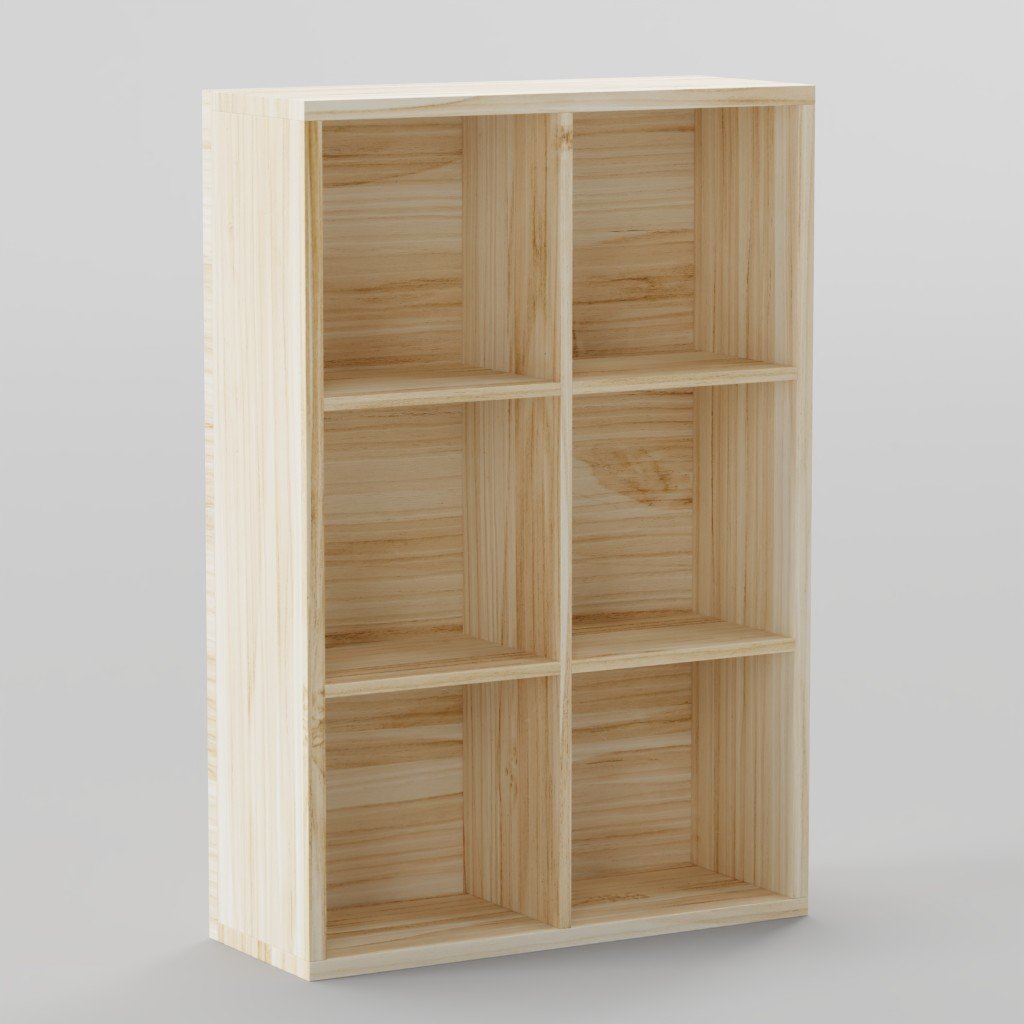 AnimaBox Bookcase Six Slots | Decoration Sets models | BlenderKit