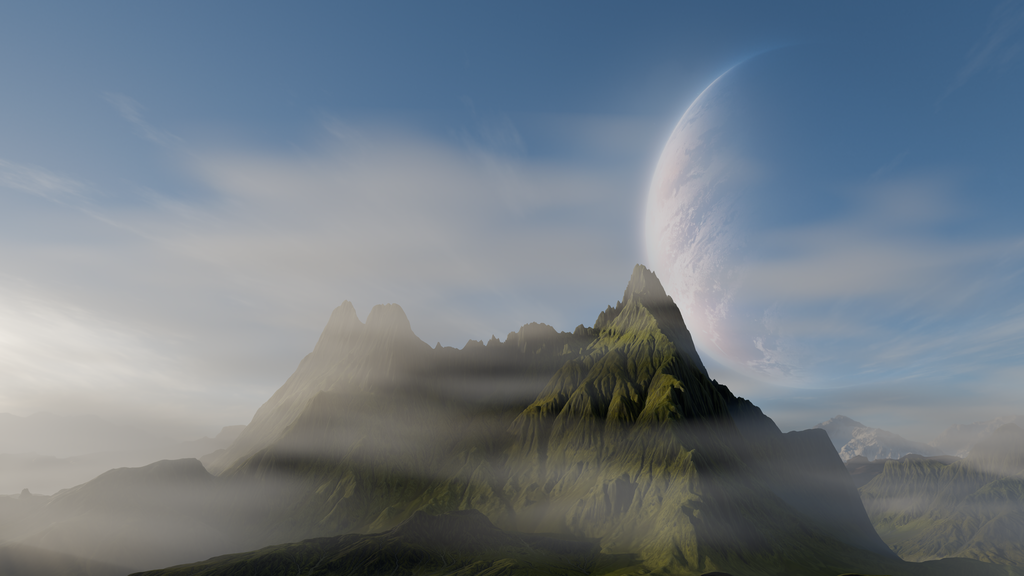 Mountain Peaks – Twilight Sky Scene | Nature scenes | BlenderKit