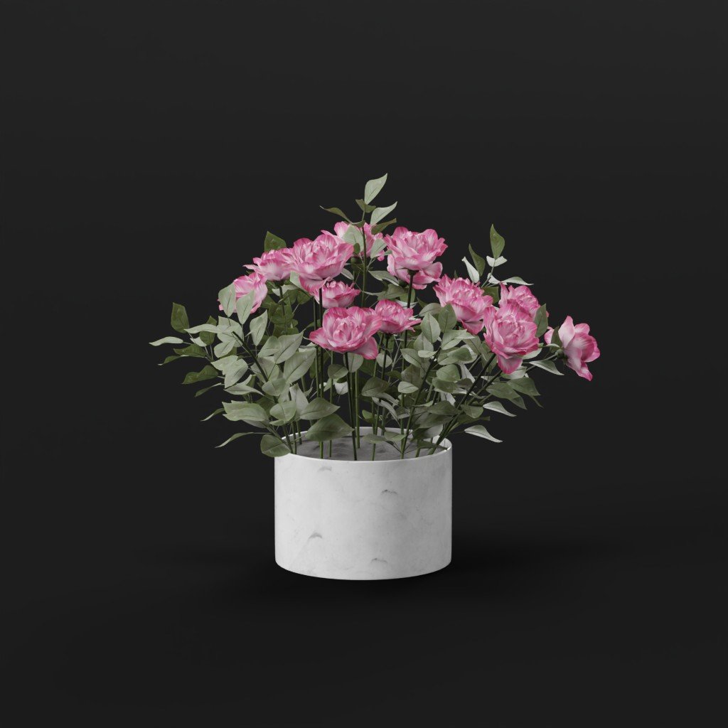 Pink Rose Planter | Indoor Plants models | BlenderKit