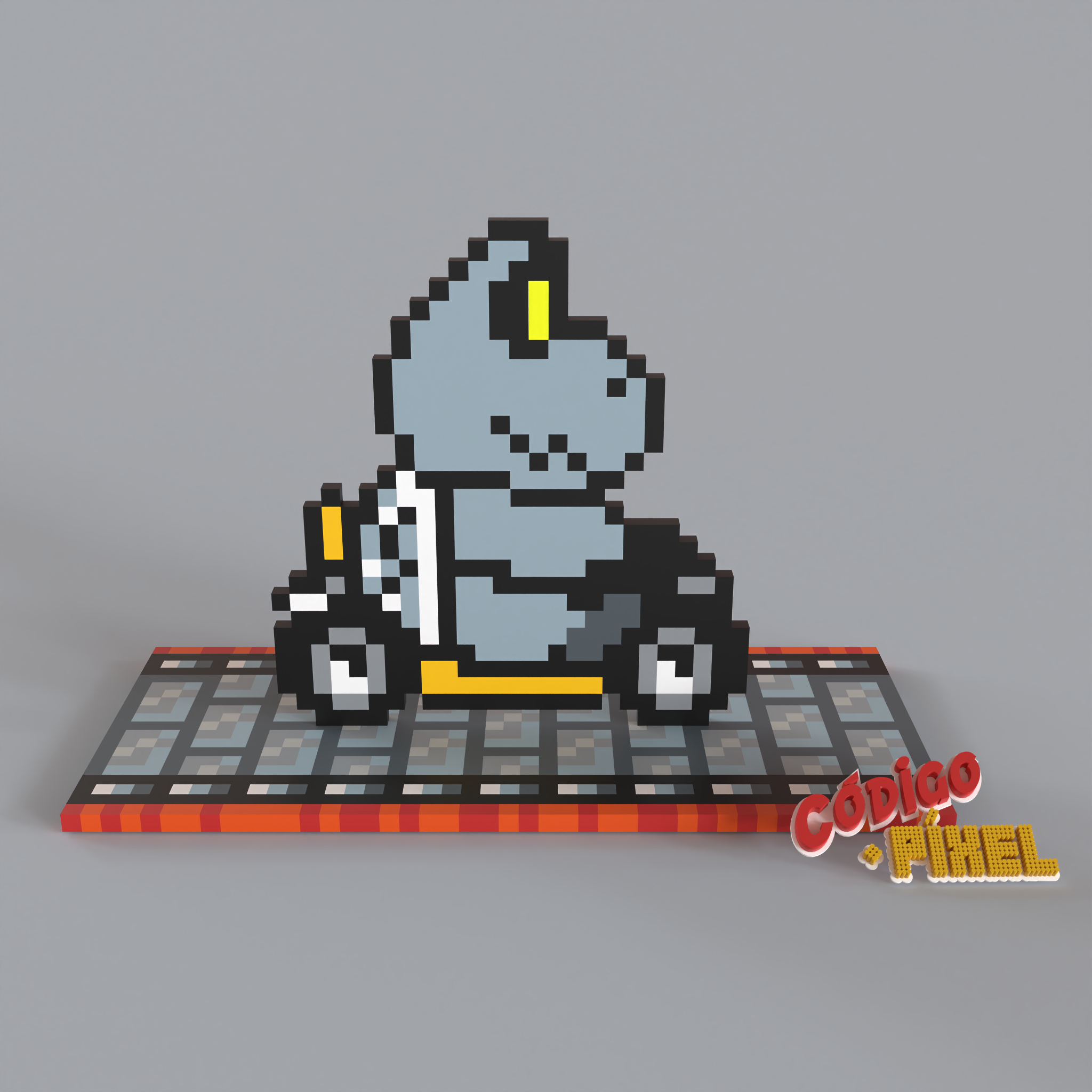 SMK010 - Super Pixel Kart Dry Bones | 3D Character models | BlenderKit