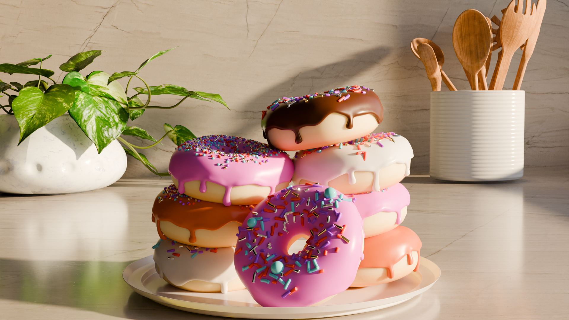 Donut Scene, Fully Animated | FREE Thematic Scenes scenes | BlenderKit