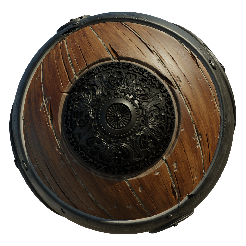 Medieval wooden shield | FREE wood materials | BlenderKit
