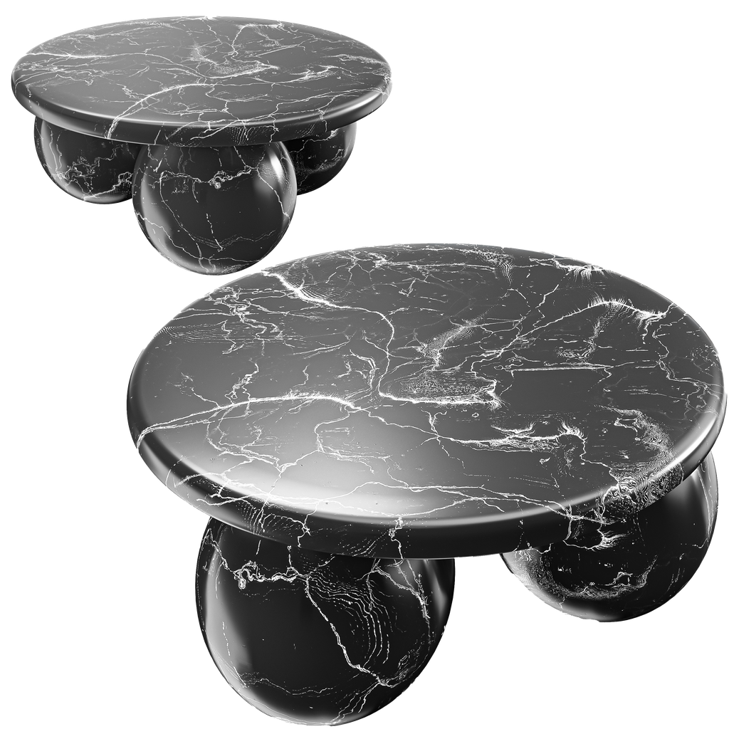Oxley marble black stone Coffee Table | Tables models | BlenderKit