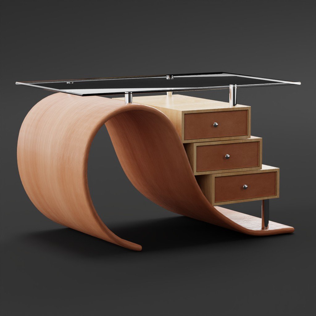 Table curve shape | Desks models | BlenderKit