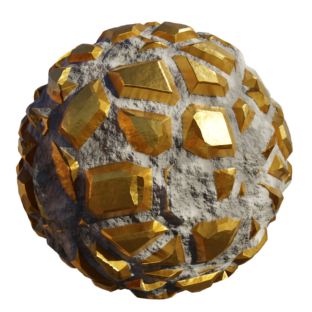 Procedural golden Ore | FREE rock materials | BlenderKit