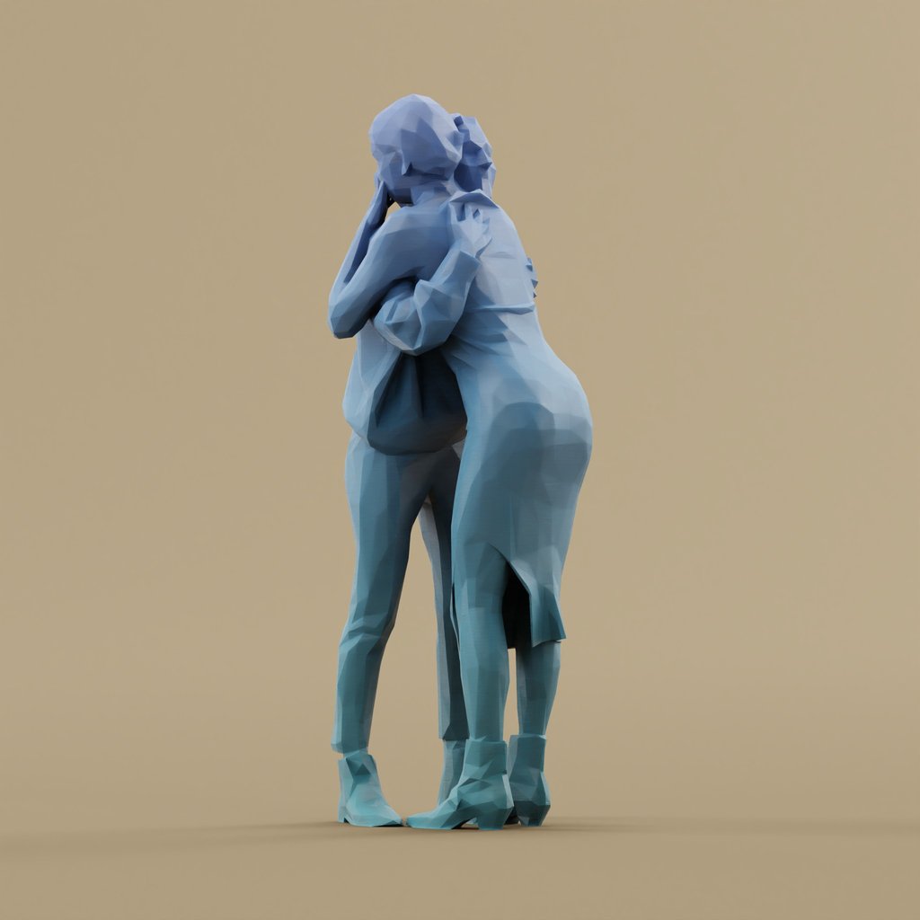 BlenderKit | Download the Low-Poly Embracing Couple printable
