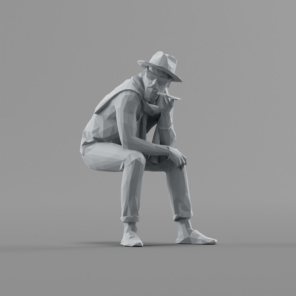 Lowpoly Male Sitting | Men models | BlenderKit