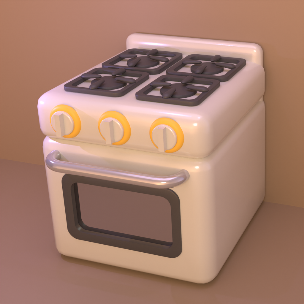 Retro Gas Stove | Kitchen Furniture models | BlenderKit