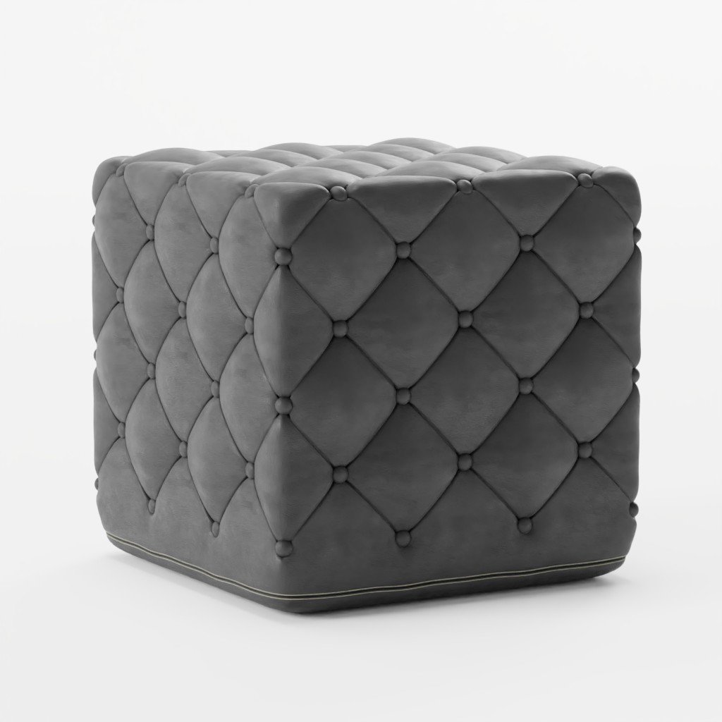 Chesterfield leather pouffe | FREE Poufs models | BlenderKit
