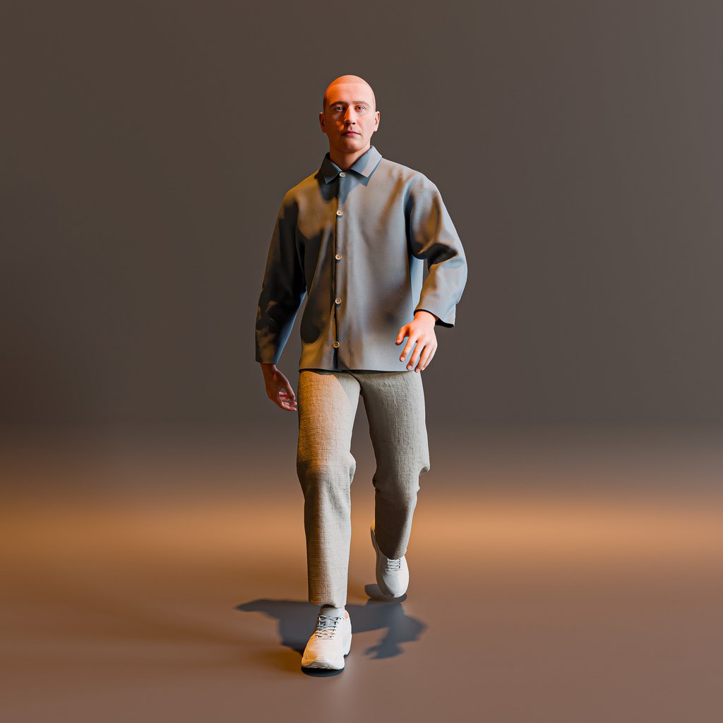 BlenderKit | Download the Male Walking Animation Cloth Simulation model