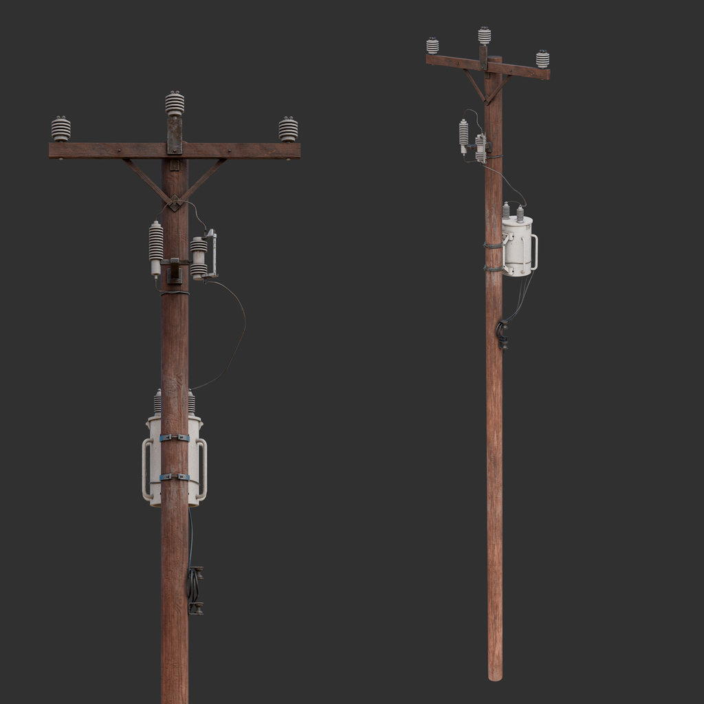 Wood Utility Pole 02 | Architectural Structures models | BlenderKit