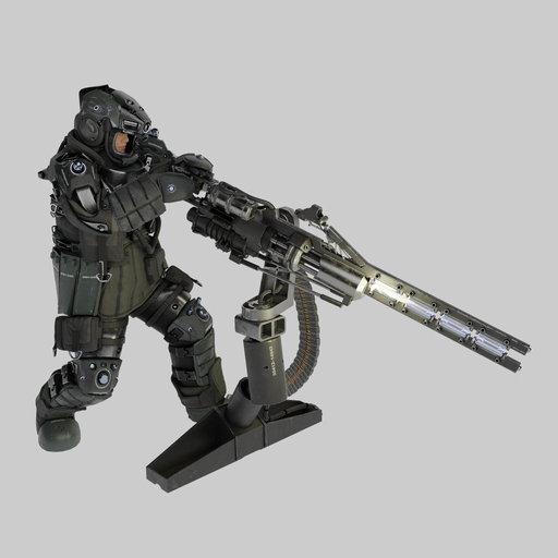 Machine gun operator | 3D Sci-Fi models | BlenderKit