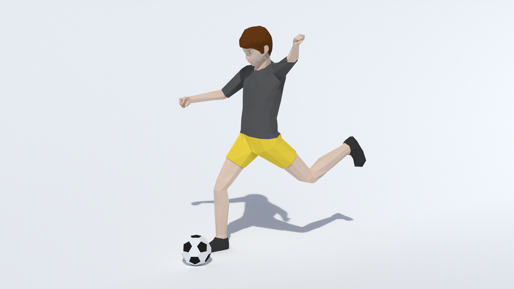 Low Poly Kid Playing Football | Children models | BlenderKit