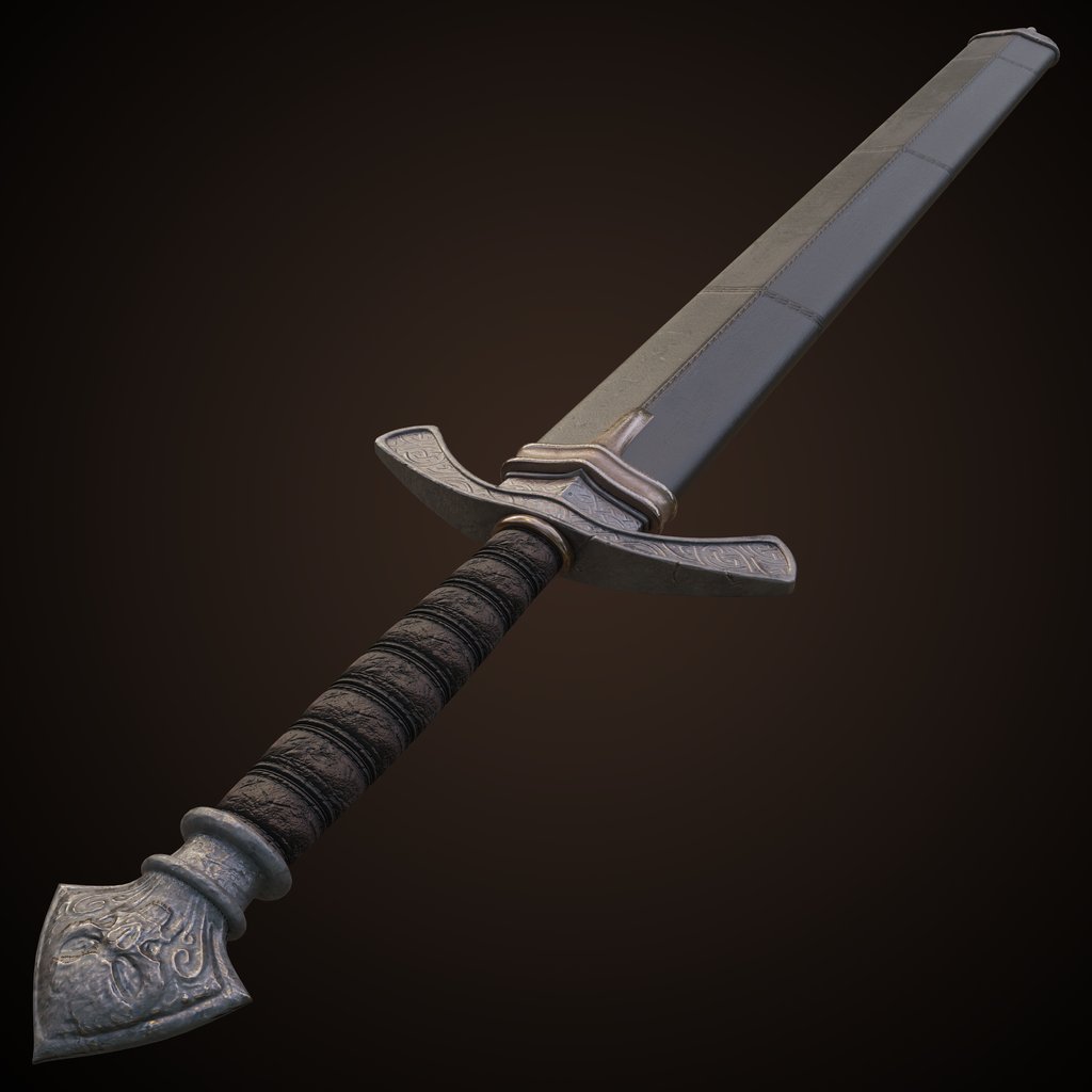 Barbarian Sword & Scabbard | Historical Weapons models | BlenderKit