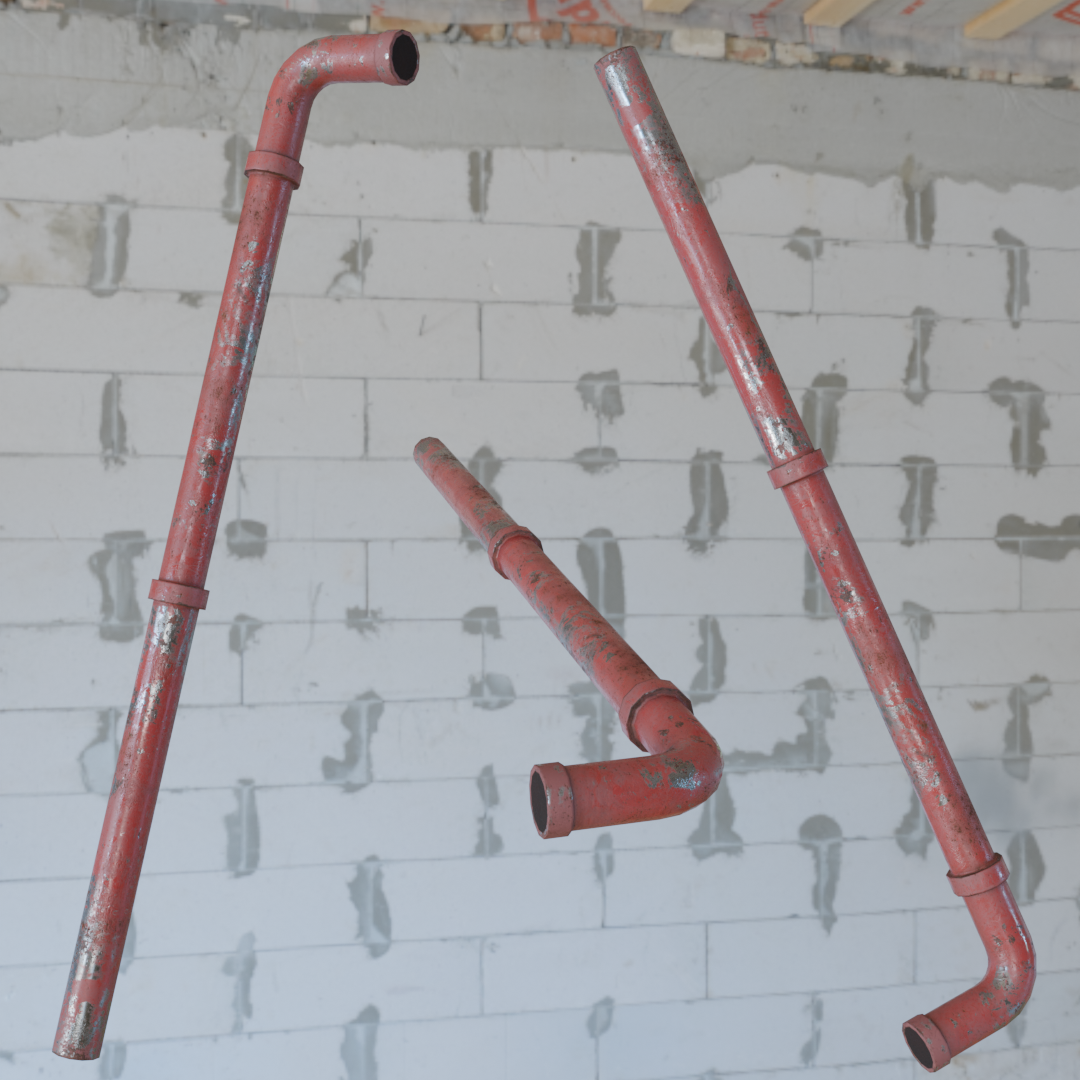 Red Rusty Metal Pipe (Low Poly) | Interior Decorations models | BlenderKit