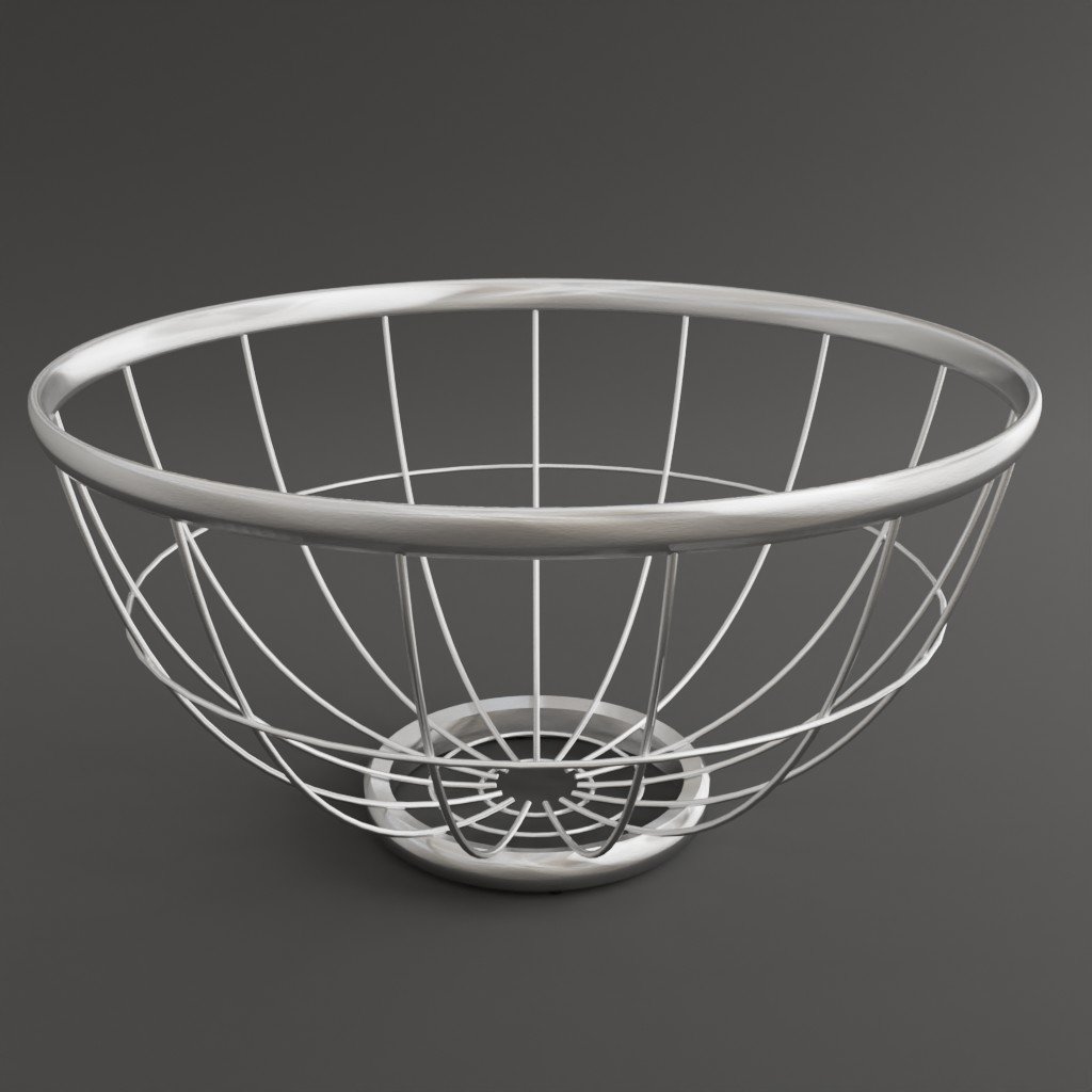 Inox Wired Bowl | FREE Kitchen Storage Spaces models | BlenderKit