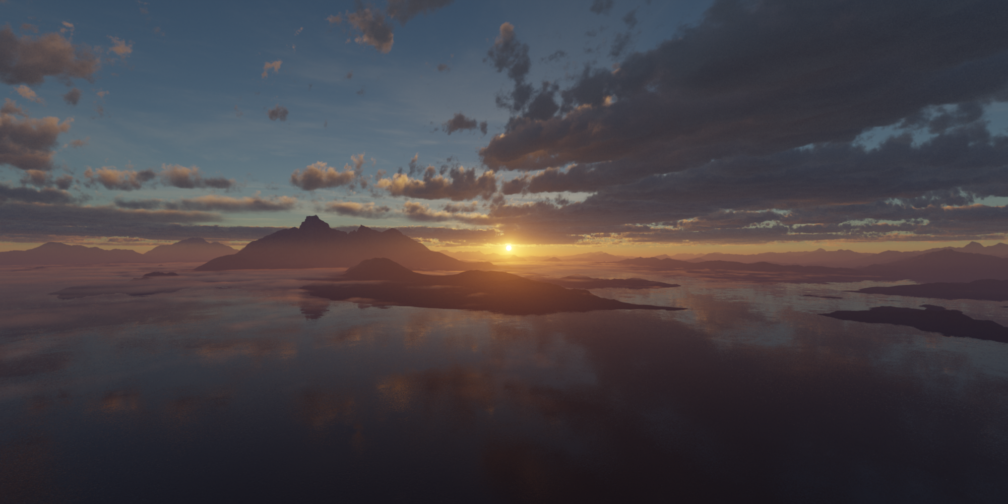 Aerial Dramatic Sunset over Landsacpe | Landscapes HDRis | BlenderKit