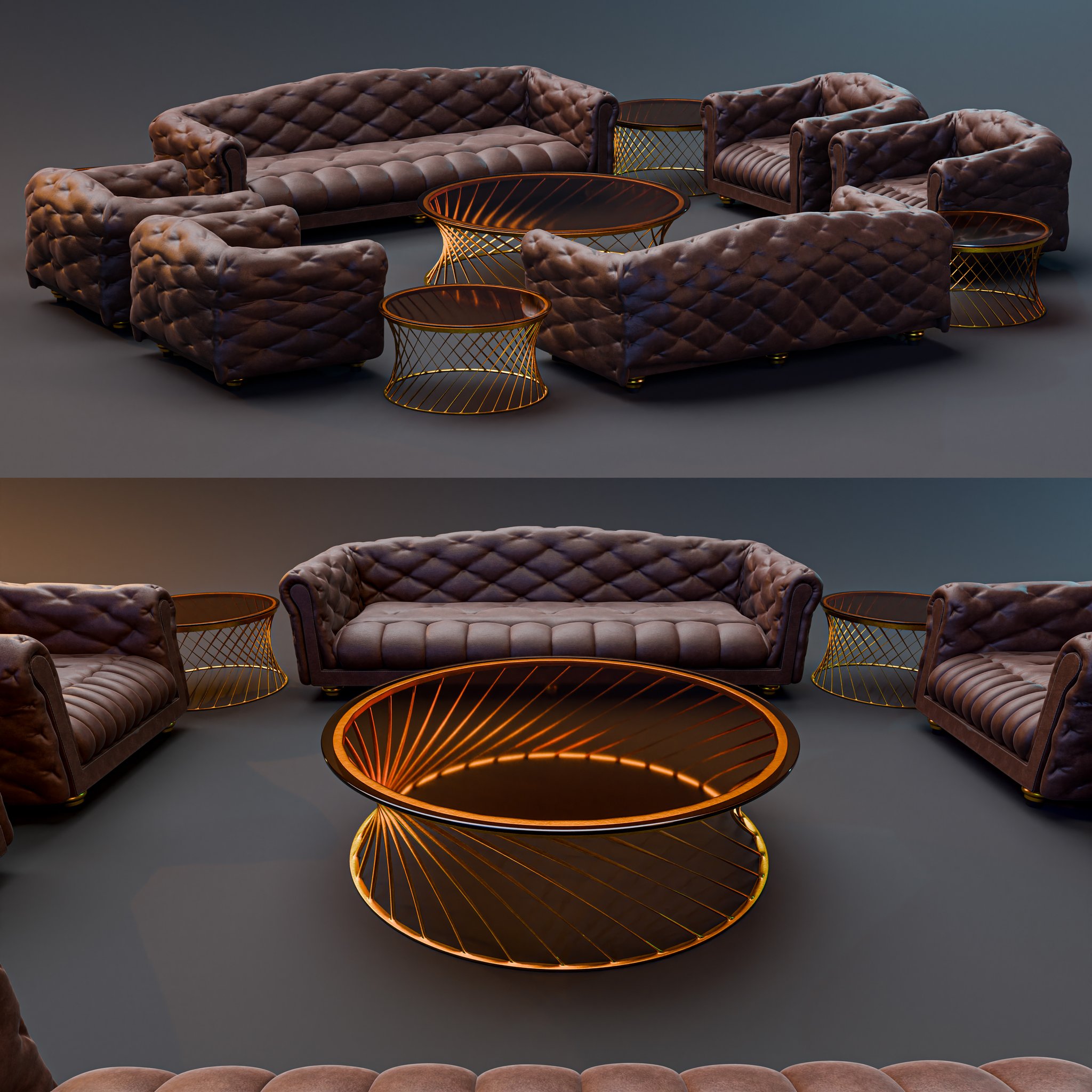 Leather modern chester 9 seat sofa | Sofas models | BlenderKit