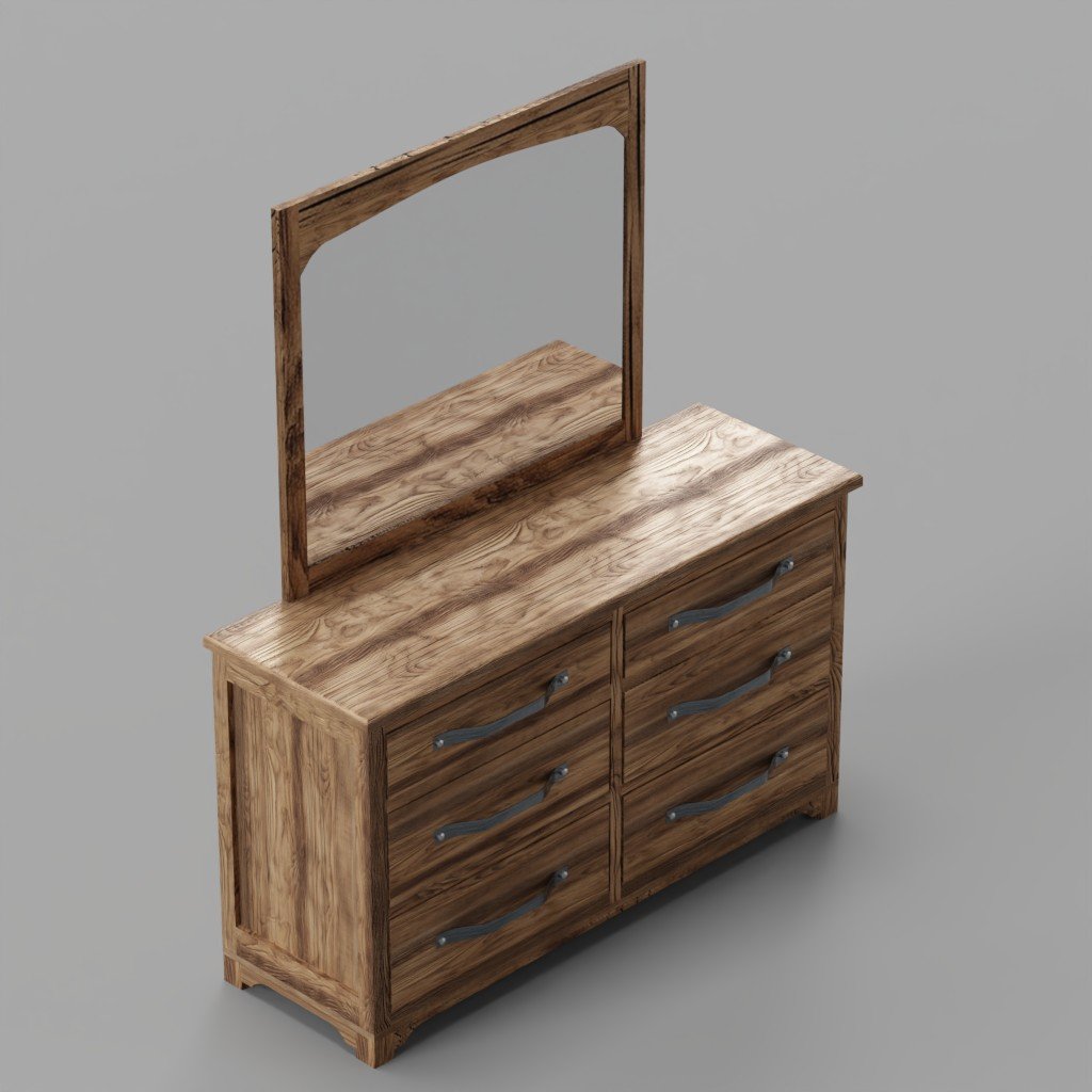 Rustic Farmhouse Dresser | FREE Sideboard & Drawers models | BlenderKit