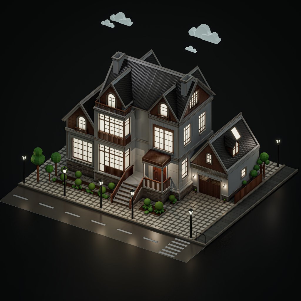 Corner-lot mansion | Architectural Scenes models | BlenderKit