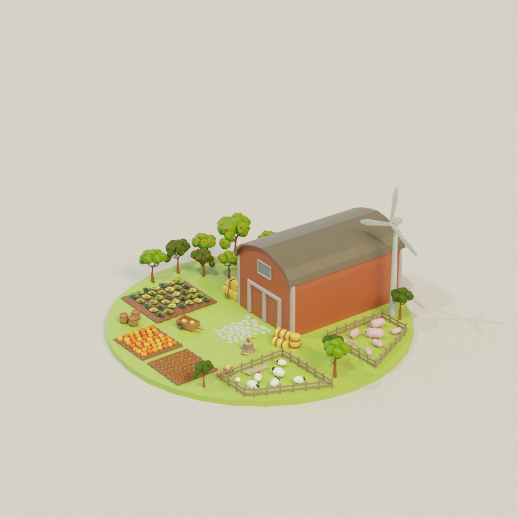 Low Poly Farm | Architectural Scenes models | BlenderKit