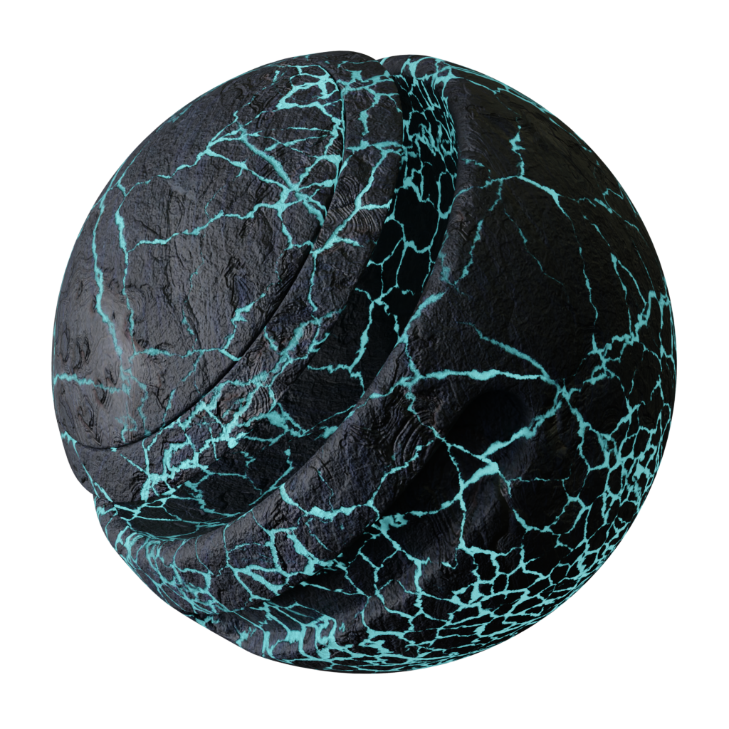 Asteroid Glowing Neon Blue | FREE rock materials | BlenderKit