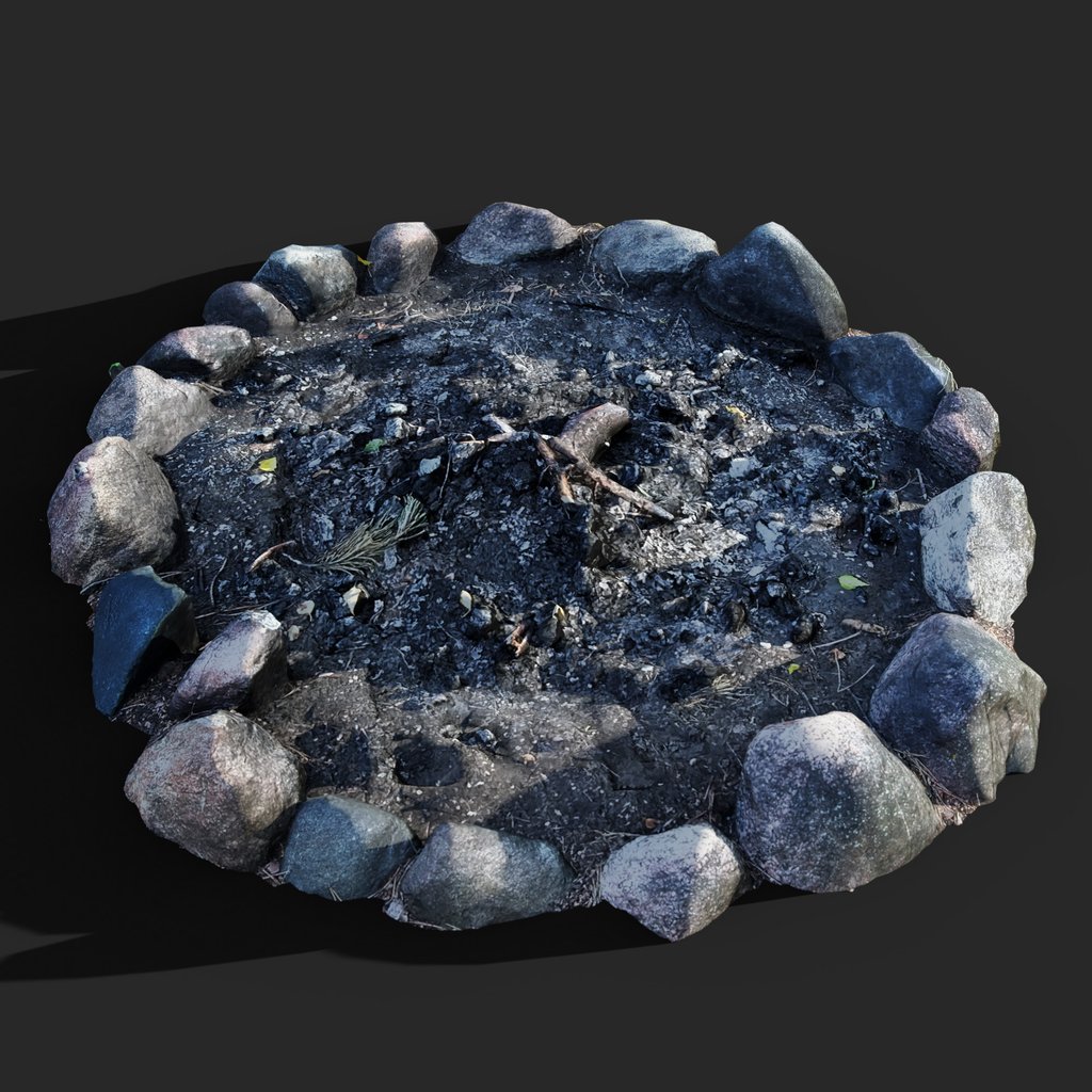 Outdoor stone bonfire | FREE Fireplaces models | BlenderKit