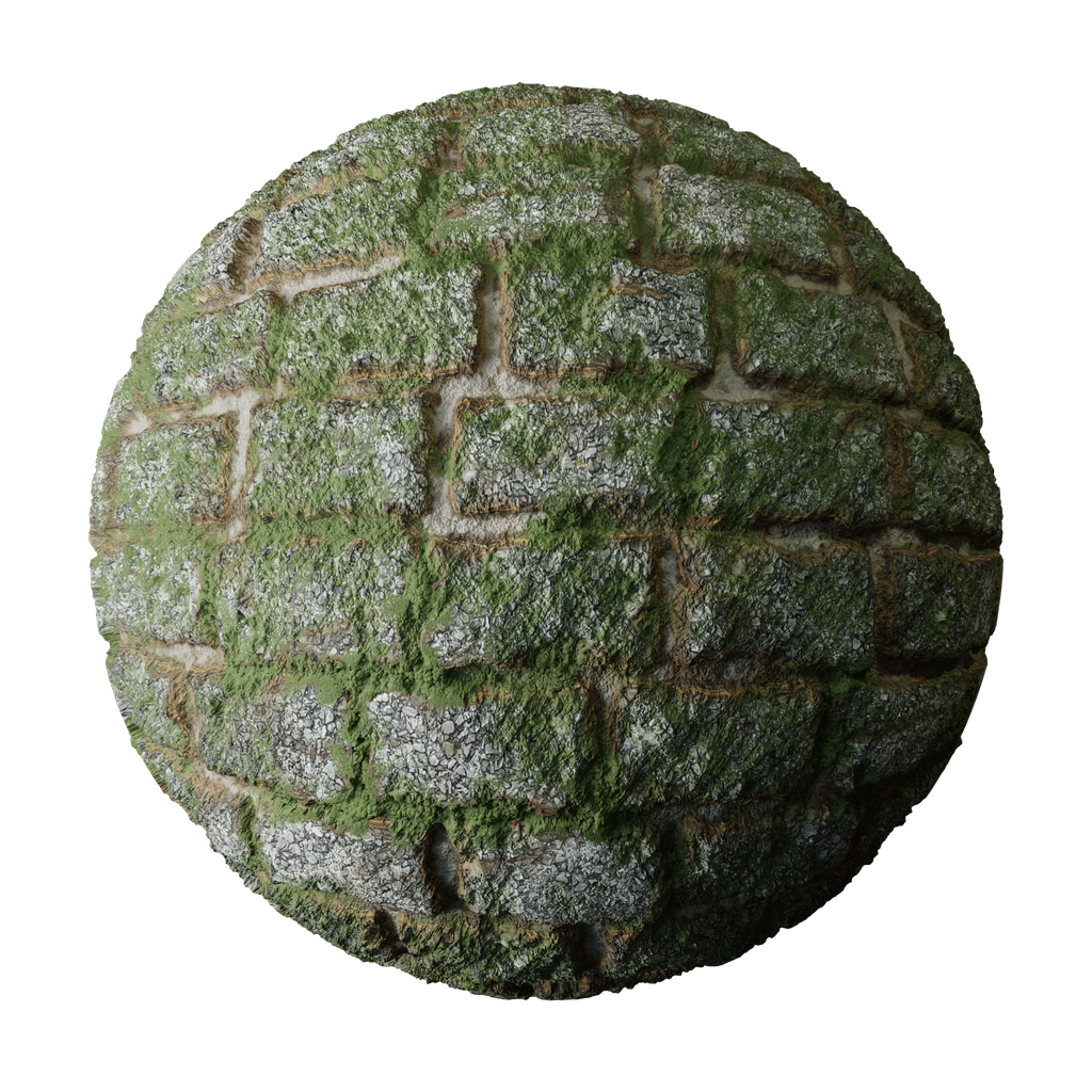 Stone Bricks Wall Moss | FREE stone materials | BlenderKit
