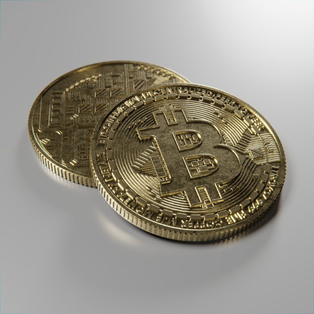 Bitcoin (BTC) cryptocurrency golden coin | Money models | BlenderKit