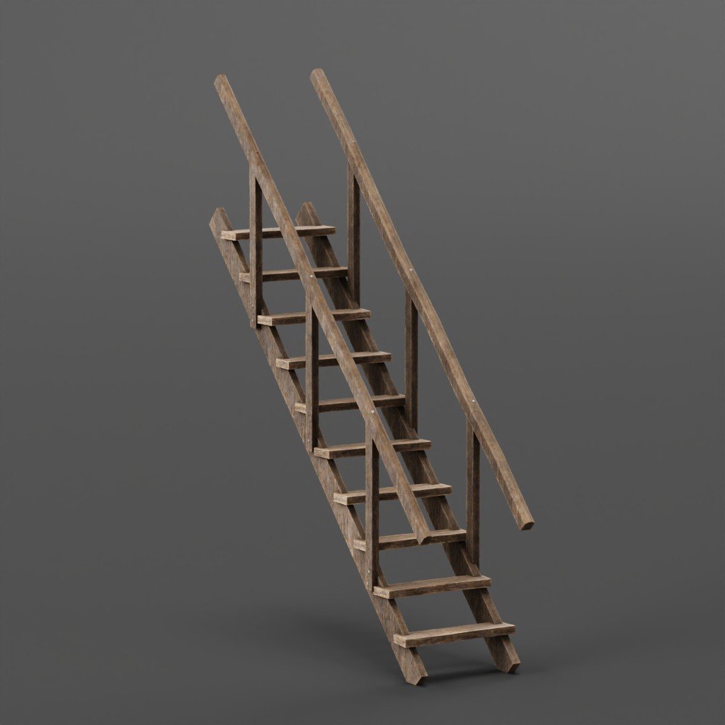 Wooden stairs | Stairs models | BlenderKit