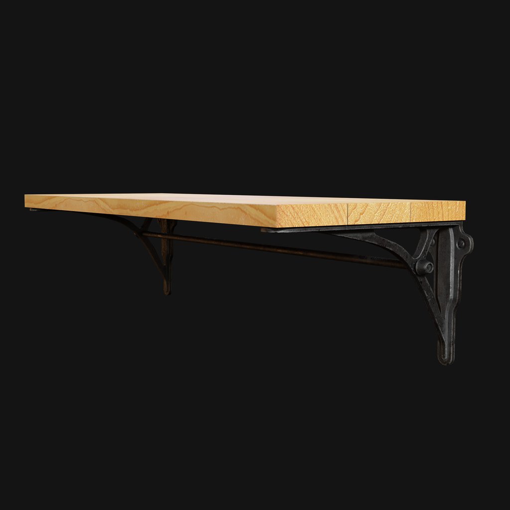 Simple Wooden Wall-Mounted Shelf | Shelves models | BlenderKit