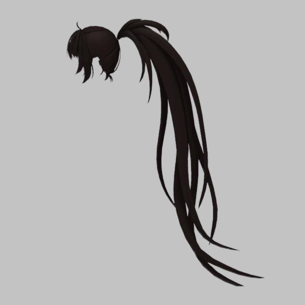 Anime Style Long Ponytail Hair | Characters models | BlenderKit