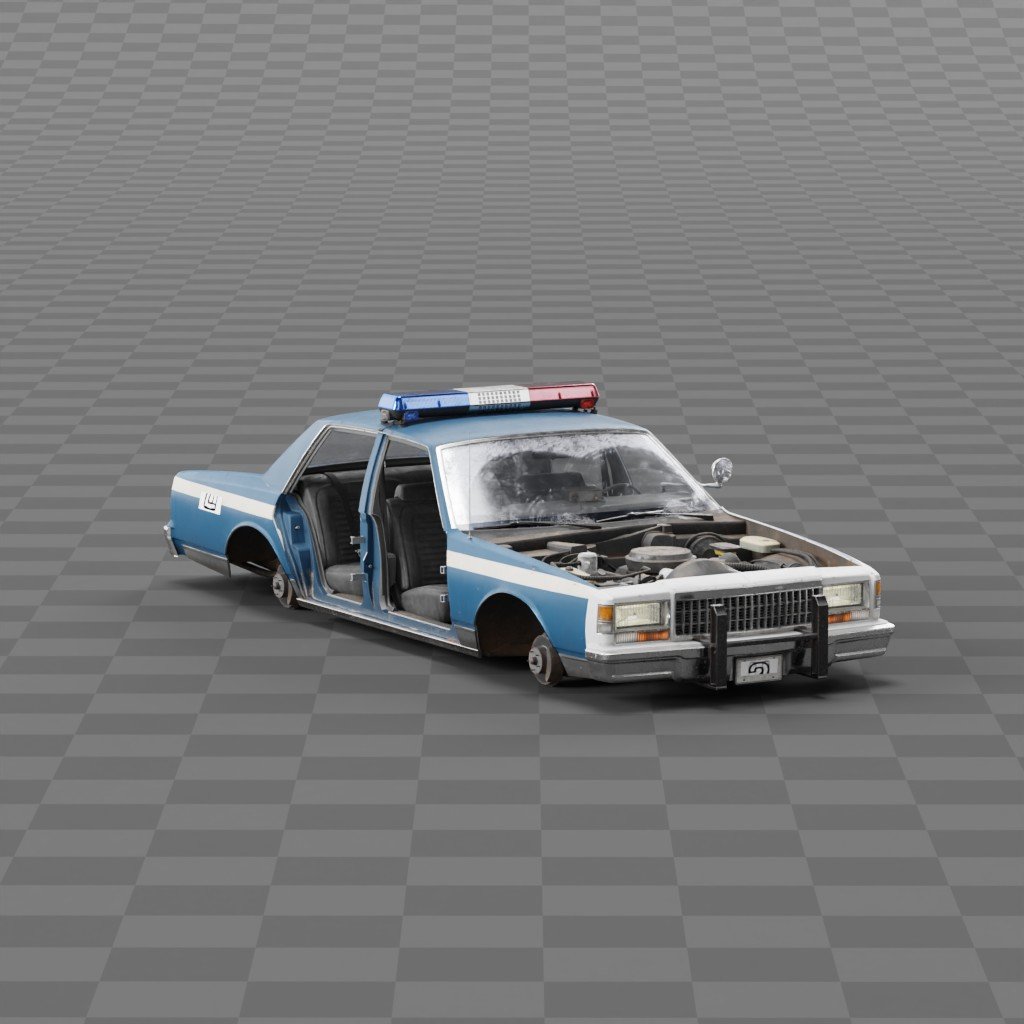 BlenderKit | Download the Wrecked Police Car model