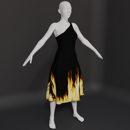 Flaming dress. | FREE Women Clothing models | BlenderKit