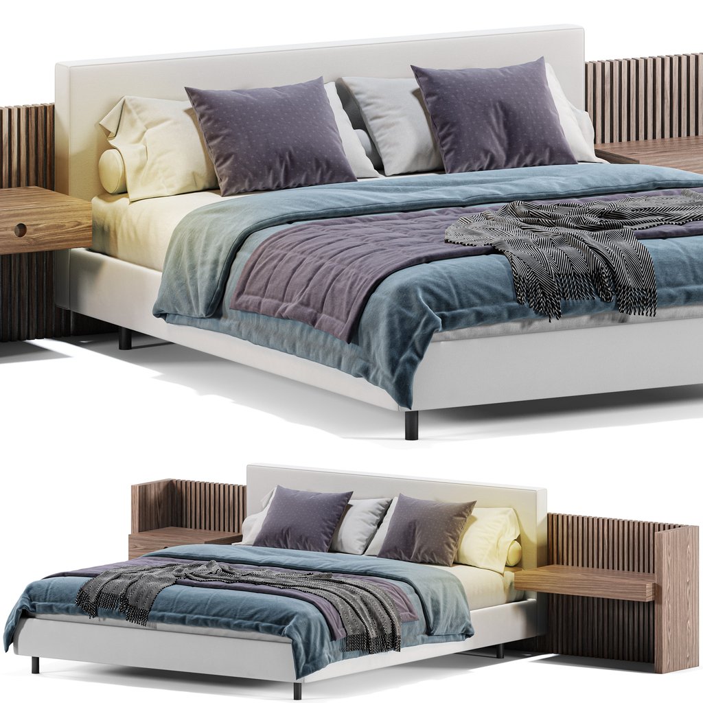 Bed Brasilia by Minotti | Beds models | BlenderKit