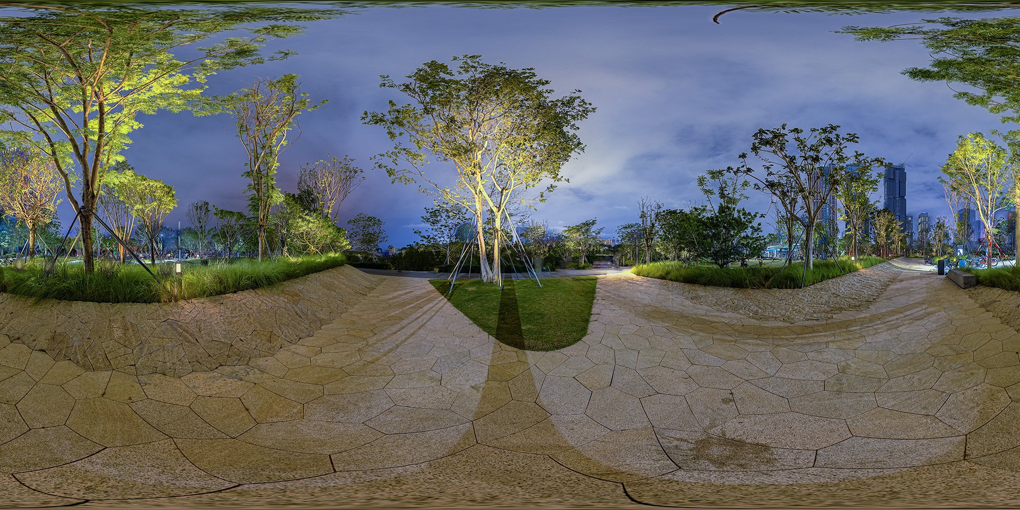 Outdoor passage at night | Nighttime Environments HDRis | BlenderKit