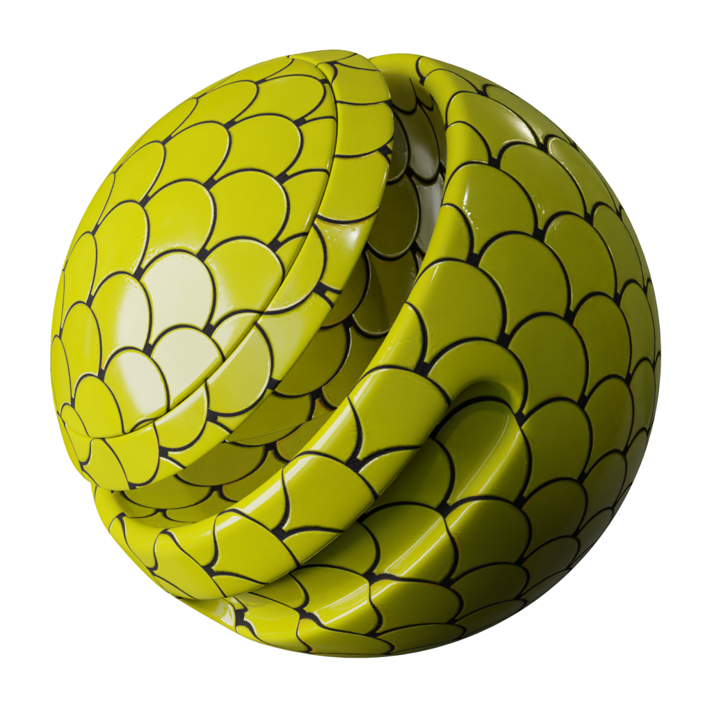 Fish Scale yellow ceramic tiles | FREE tiles materials | BlenderKit