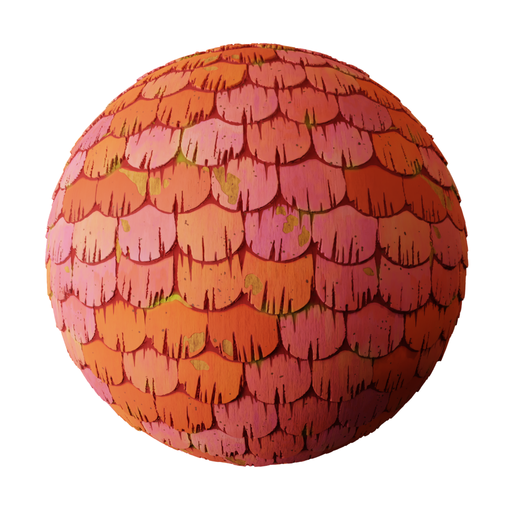 Red stylized slate roof | FREE roofing materials | BlenderKit