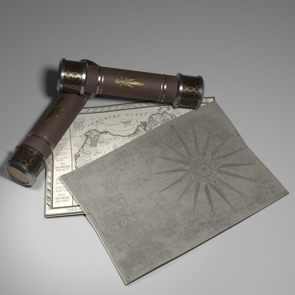 Antique Australia Map Scroll Tubes V2 | Miscellaneous models | BlenderKit
