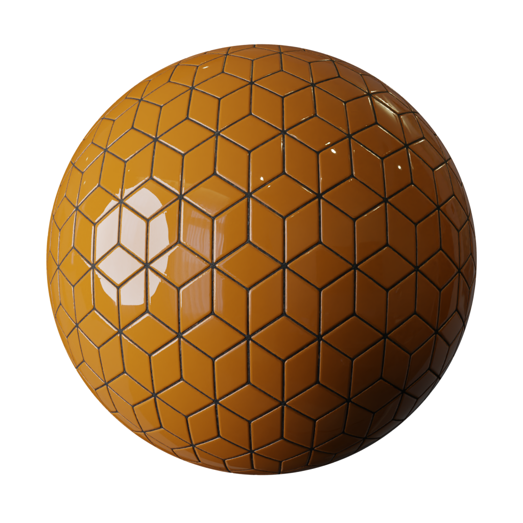 Rhombus Ceramic Tiles Orange | FREE tiles materials | BlenderKit