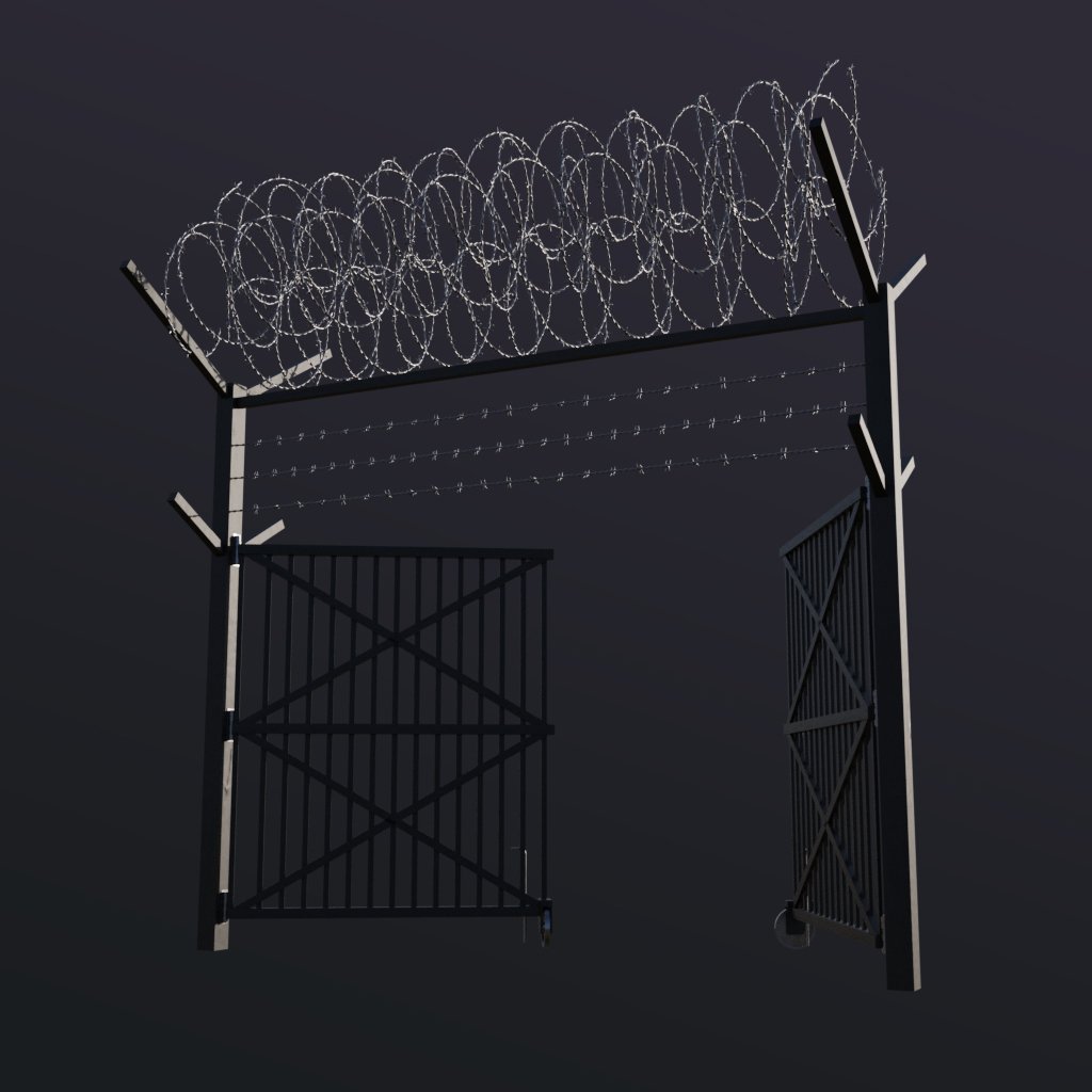 Military gate v3 | Fences models | BlenderKit