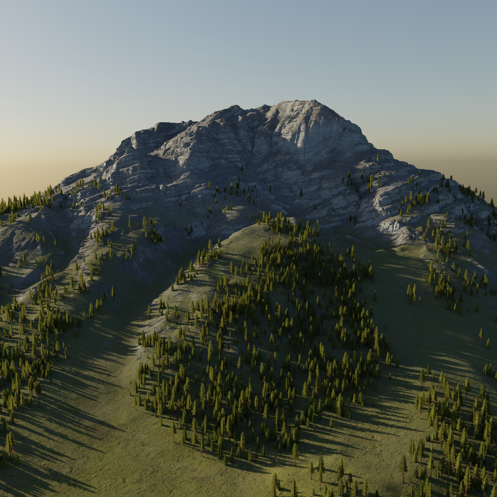 BlenderKit | Download the FREE Rocky Mountain Peak & Trees scene