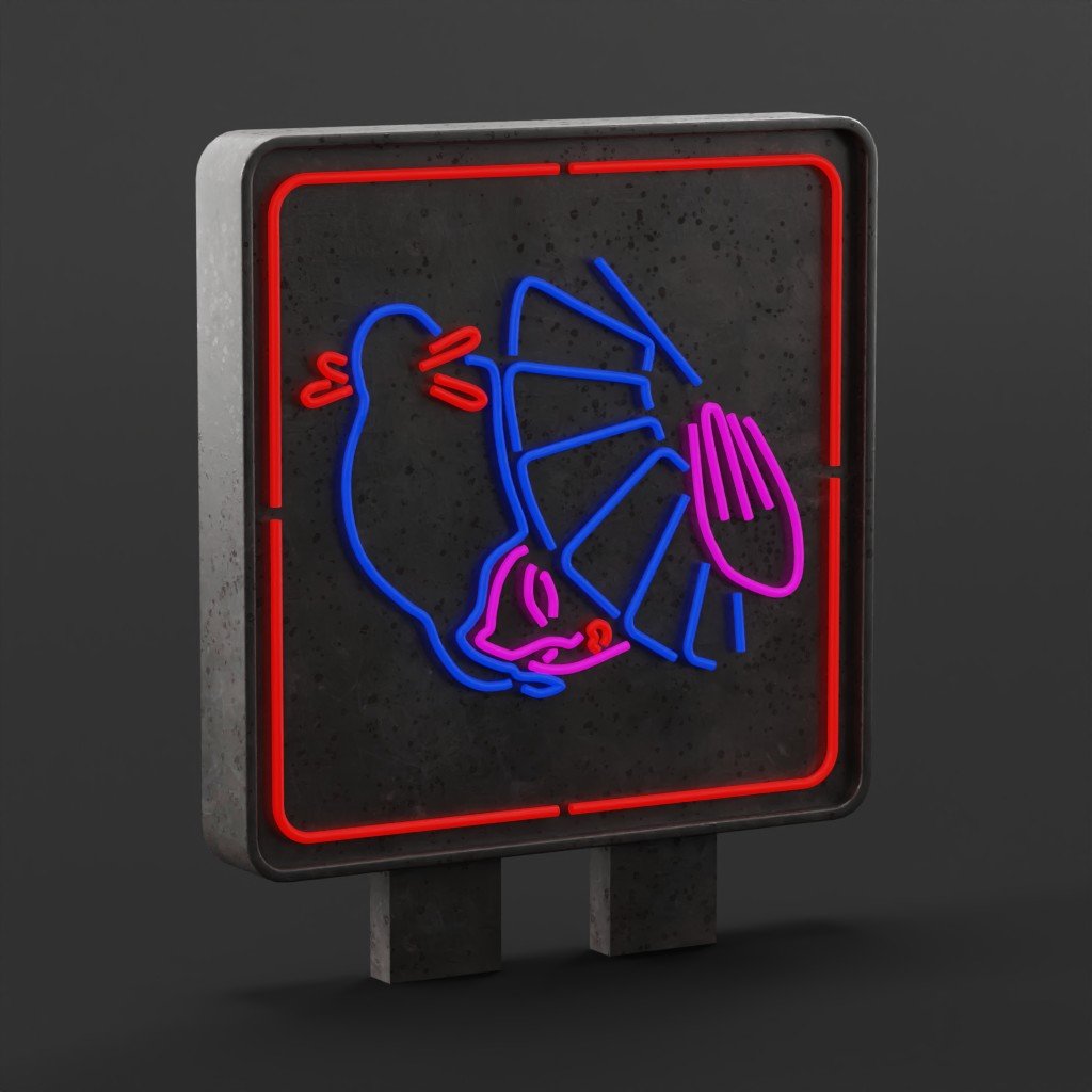BlenderKit | Download the JAPANESE NEON SIGNS, Geisha model