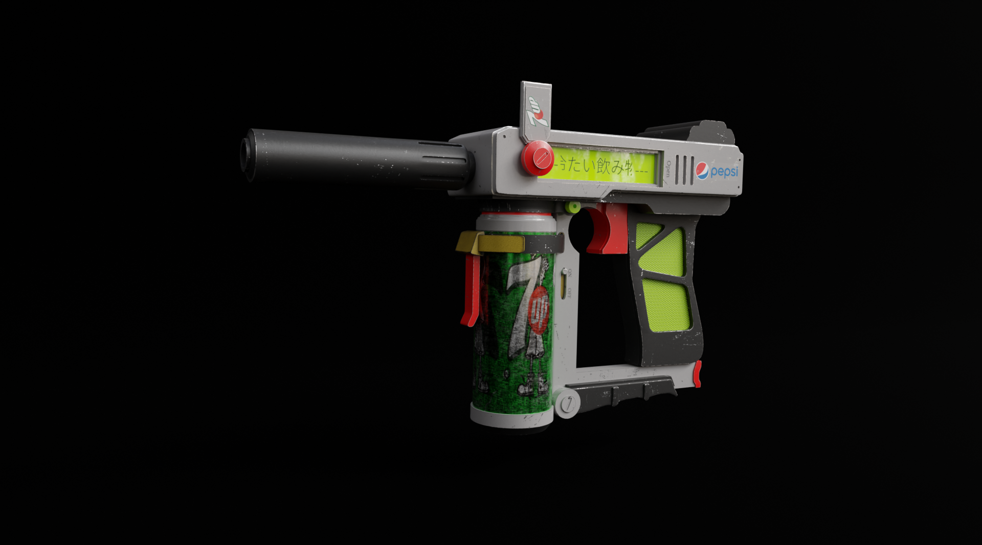 Vintage Stylized 7UP Gun | Sci-Fi Weapons models | BlenderKit