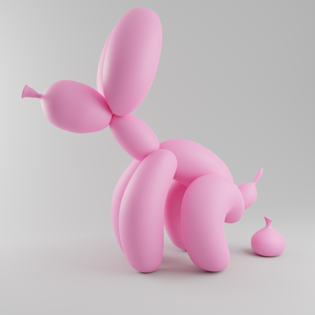 Pooping Balloon Dog Pink | Toys models | BlenderKit