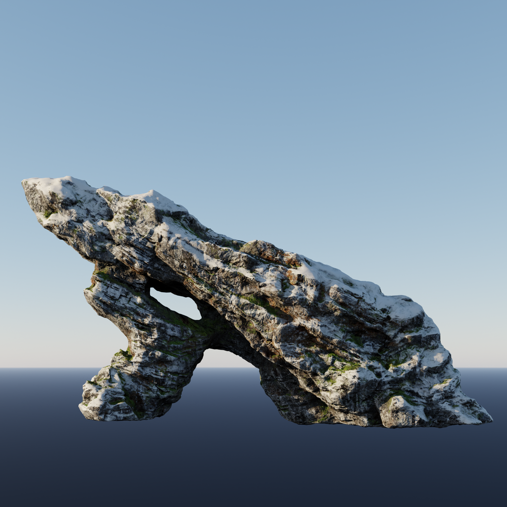 Green Moss Snow Rugged Rock | Environment Elements models | BlenderKit