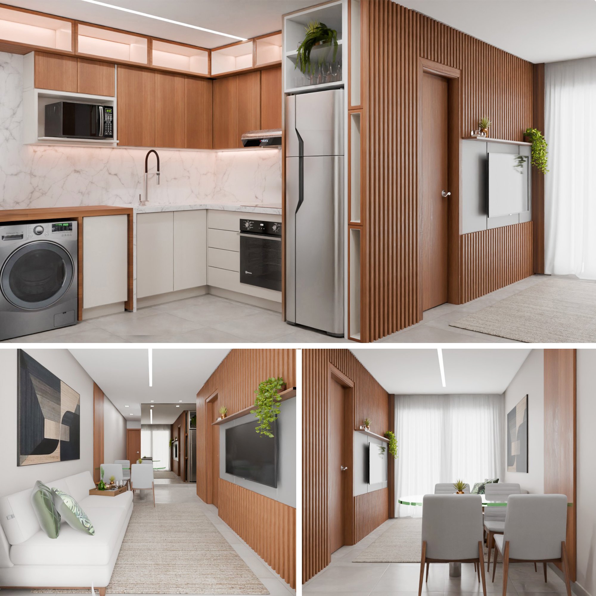 Living room with integrated kitchen | Private scenes | BlenderKit